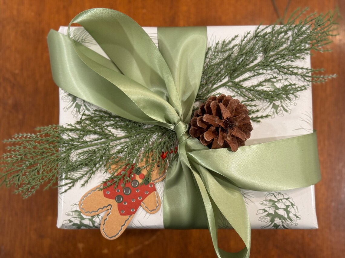 Sage Green Pine Tree Christmas Wrapping Paper Matte & Satin Finish ...