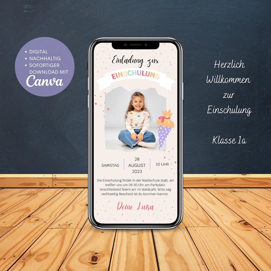 Digital School Enrollment Invitation Whatsapp Invitation Card for School Enrollment Personalized ...