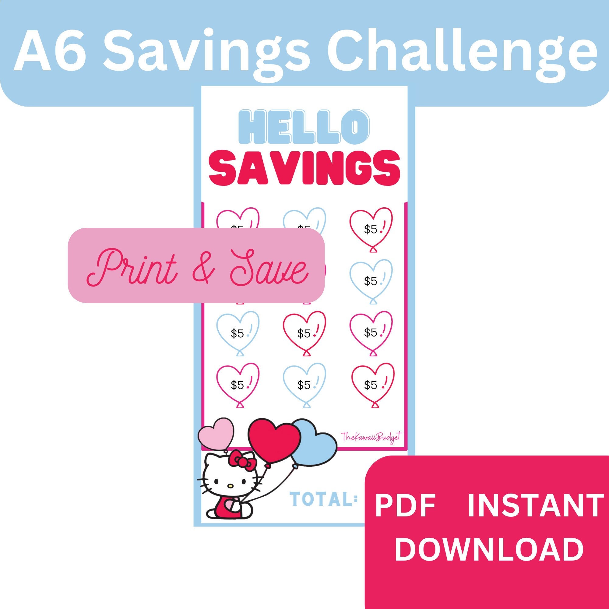 Cute Kitty Savings Challenge - Etsy