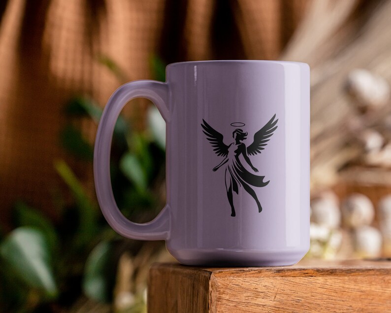 Black and White Angel Silhouette SVG Clipart | Divine Being Silhouette ...