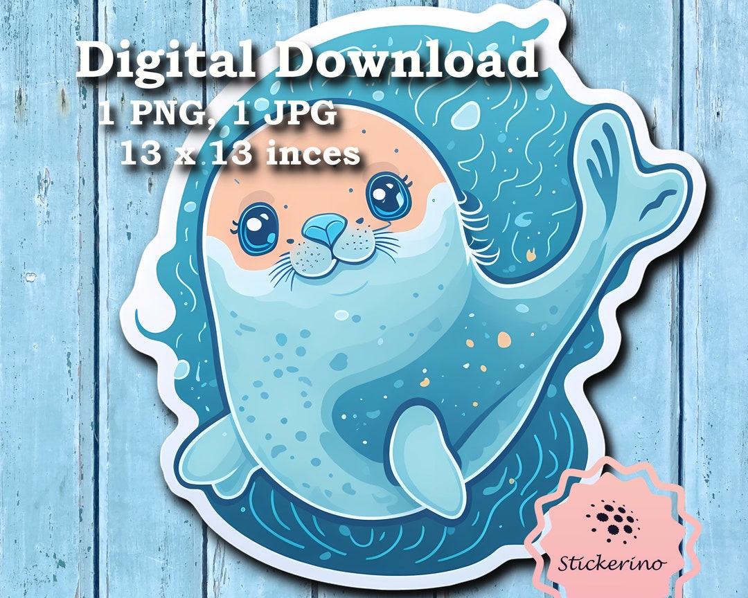 Printable Seal Sticker | Cute Baby Seal | Instant Download | Ocean ...