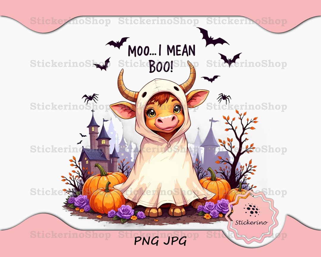 Moo I Mean Boo Png, Boo Cow Halloween Witch Png, Funny Halloween Shirt ...