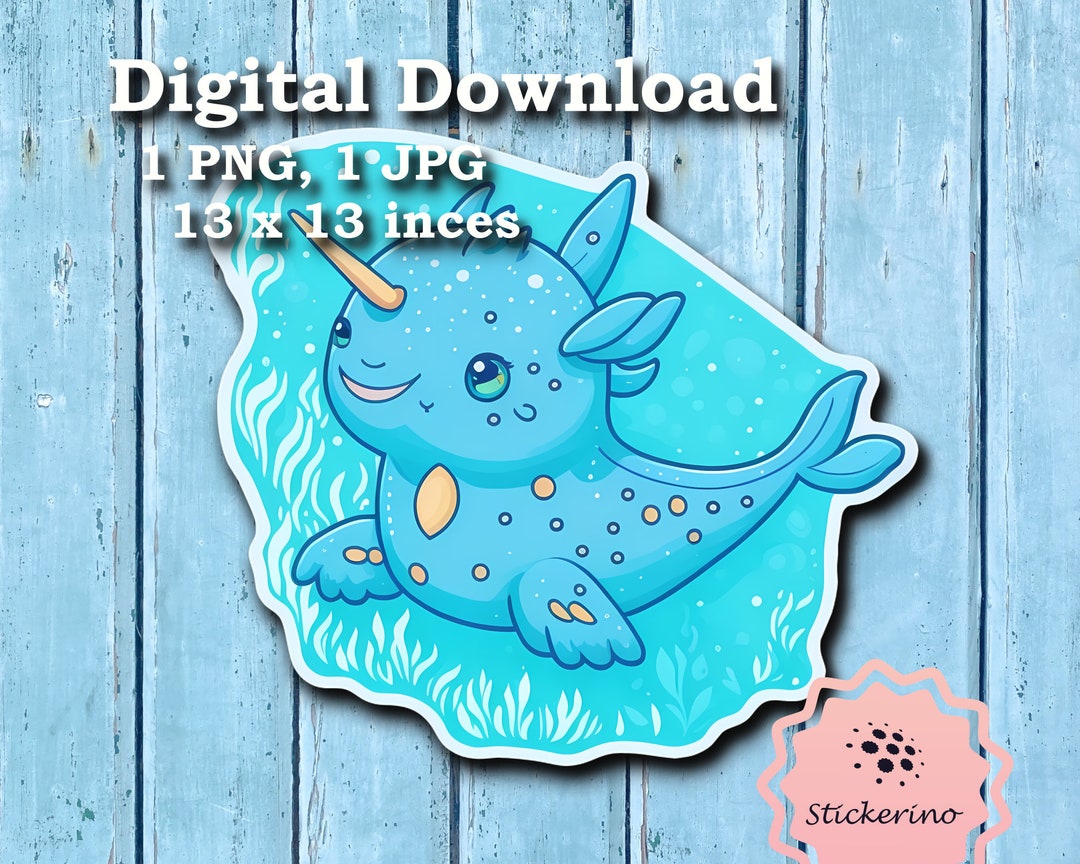 Print and Cut Narwhal Sticker Cute Baby Narwhal Sea Unicorn Sea Life ...