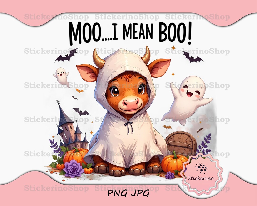 Halloween Highland Cow Png, Moo I Mean Boo Png, Calf T-shirt Design ...