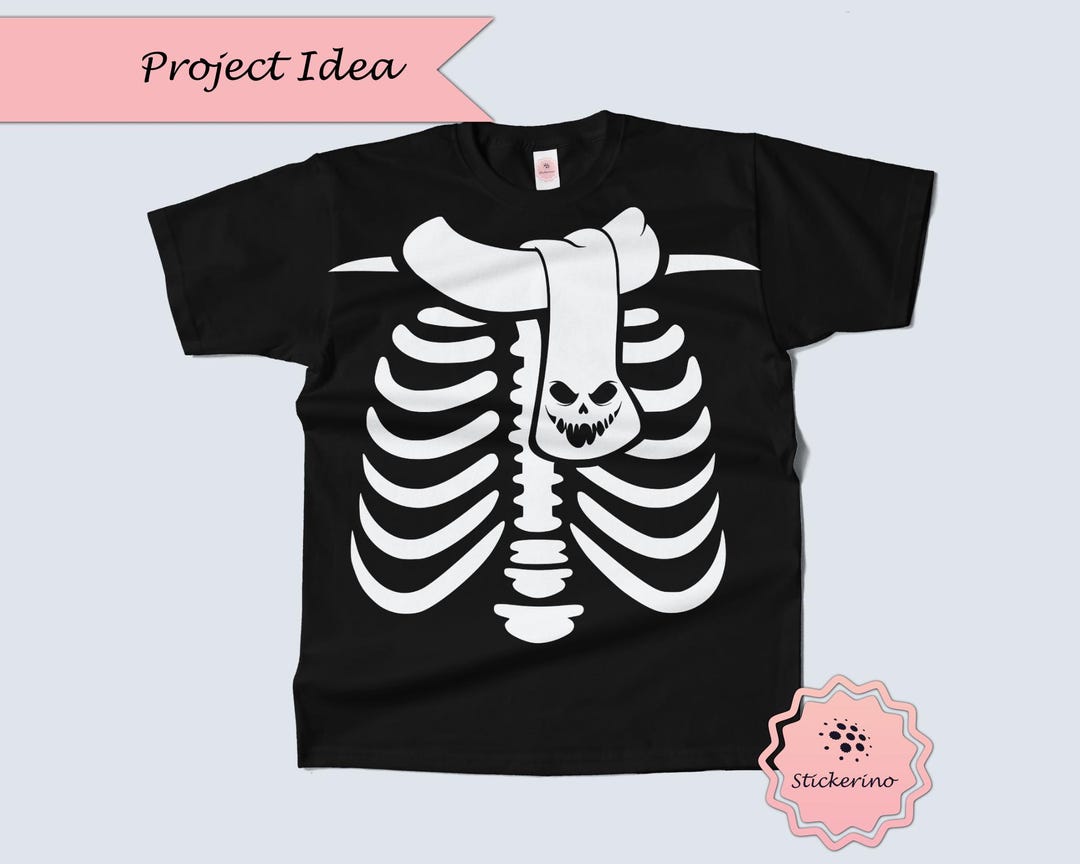 Halloween Skeleton With Scarf SVG Clipart, Black Halloween T-shirt ...