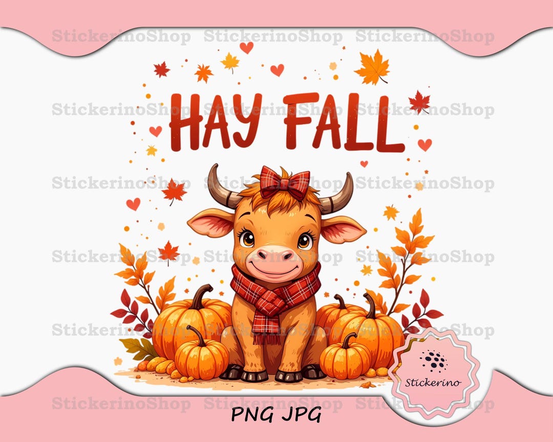 Cute Highland Cow Fall Png Clipart, Hay Fall Cattle Image, Adorable ...
