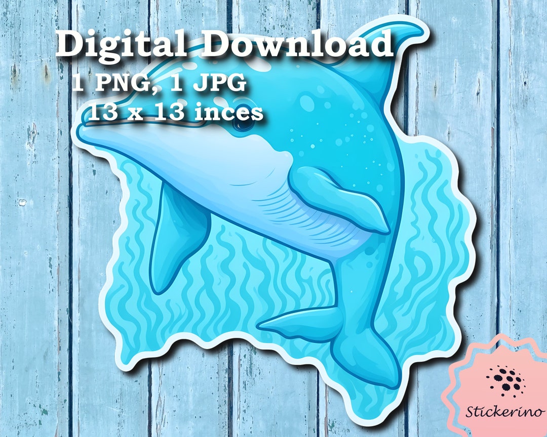 Printable Dolphin Sticker Cute Baby Dolphin Instant - Etsy