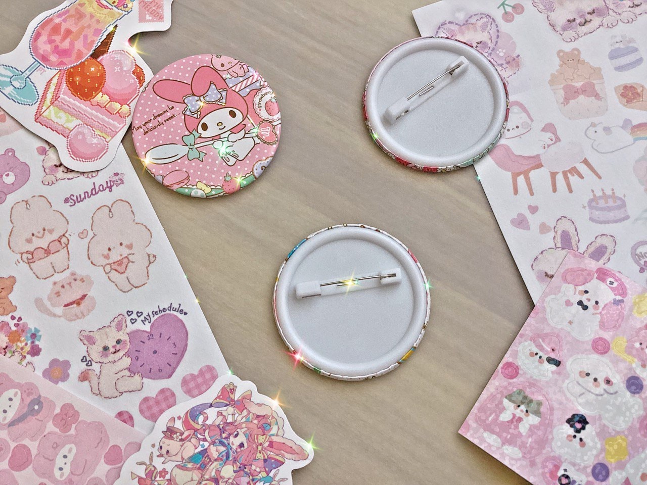 2 Pcs Kawaii Badges My Melody Cute Sanrio Pin - Etsy