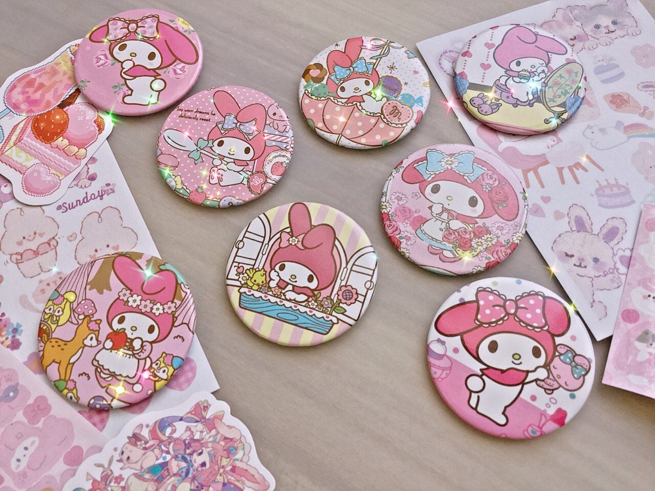 2 Pcs Kawaii Badges My Melody Cute Sanrio Pin - Etsy