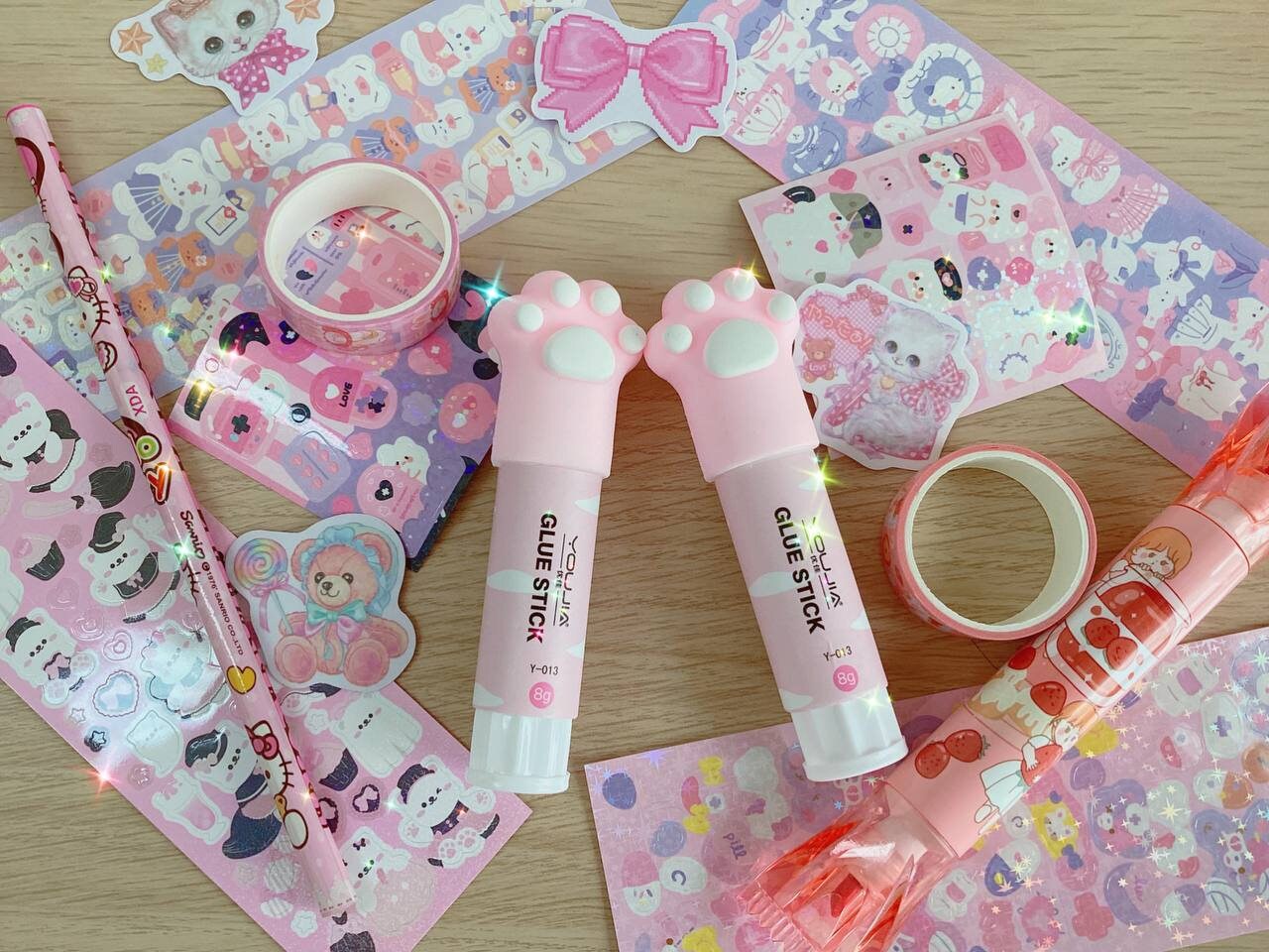 2pcs Cute Kawaii Glue Stick Cat Claw Glue for Paper Art DIY School ...