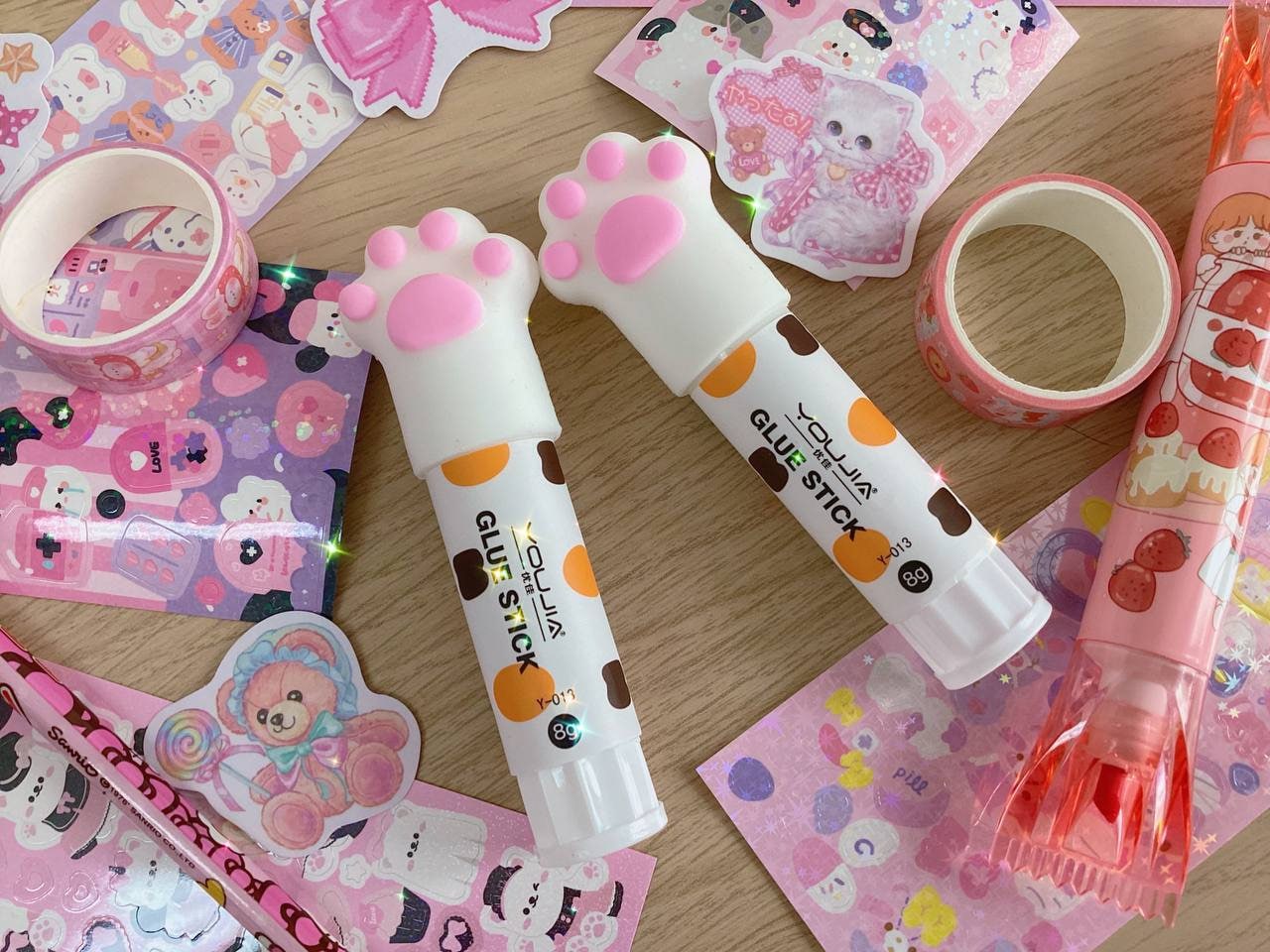2pcs Cute Kawaii Glue Stick Cat Claw Glue for Paper Art DIY School ...