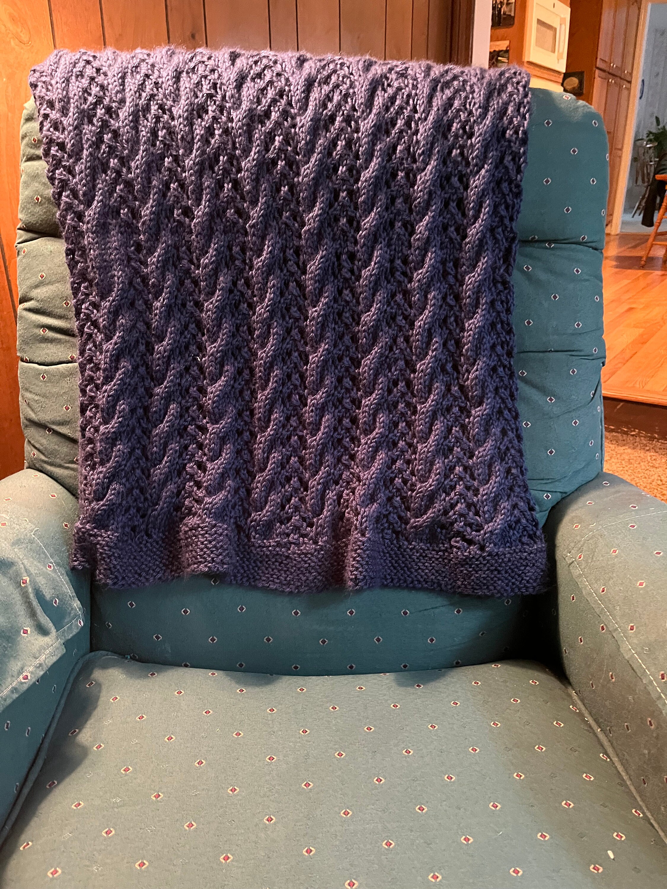Lacy Cable Knit Hand Made Navy Blue Afghan - Etsy