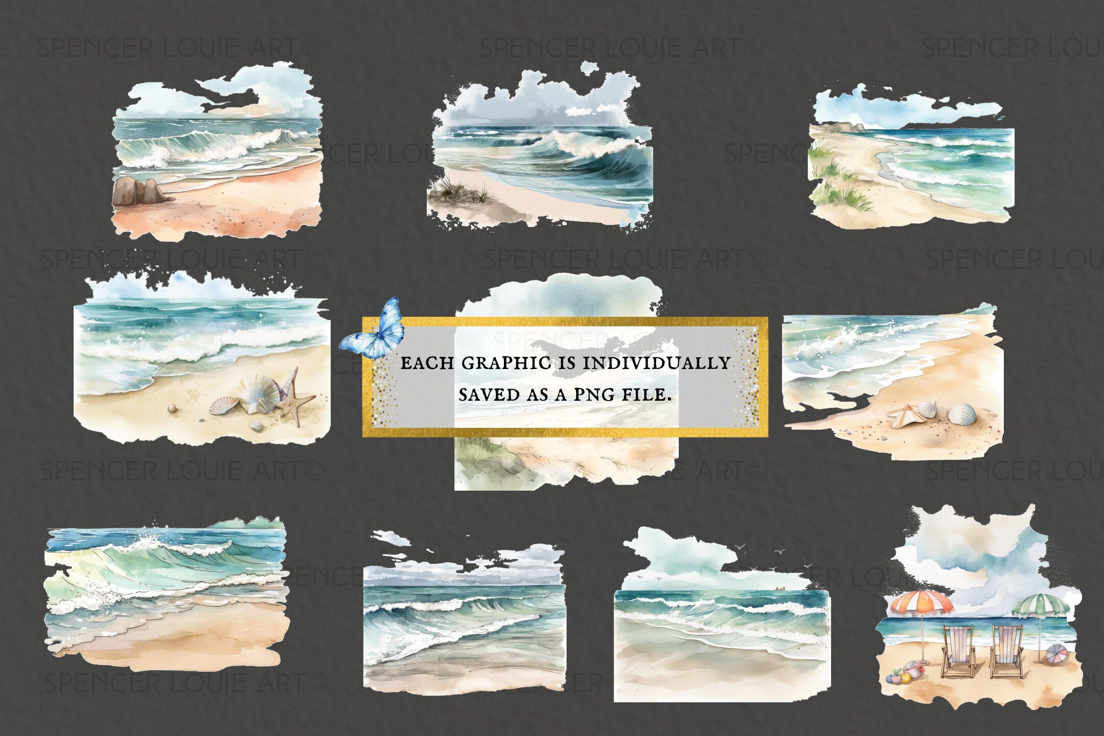 Watercolor Beach Summer Clipart Bundle of 20 Commercial Use - Etsy