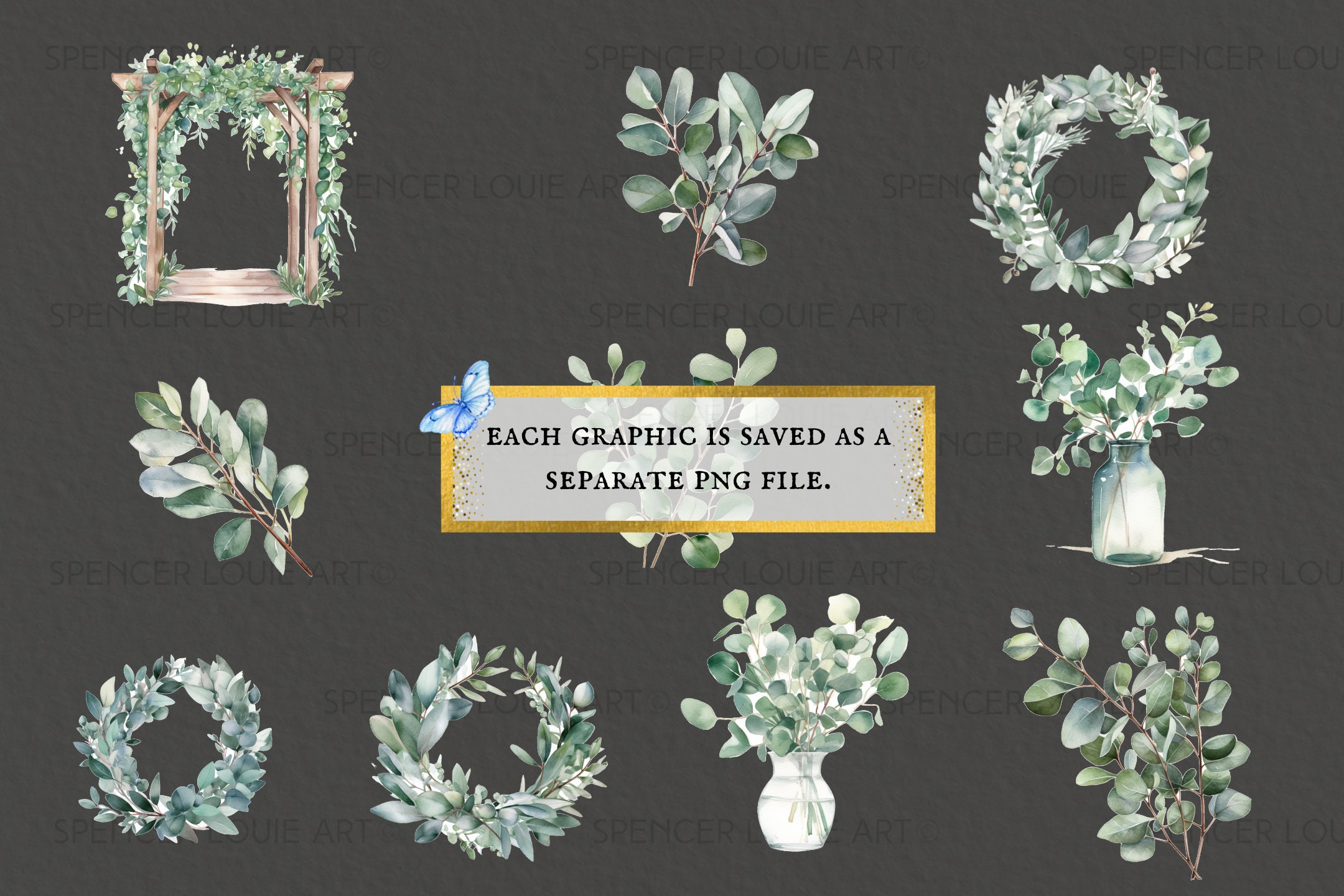 Watercolor Eucalyptus Bundle of 20 Commercial Use - Etsy