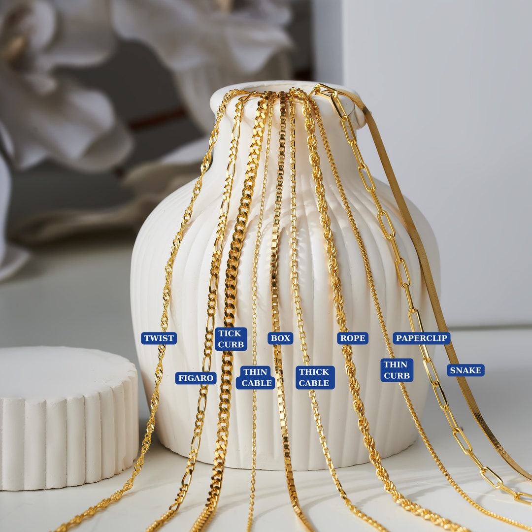 Everyday Minimalist Thin Gold Chain Necklaces for Women, Anti Tarnish ...