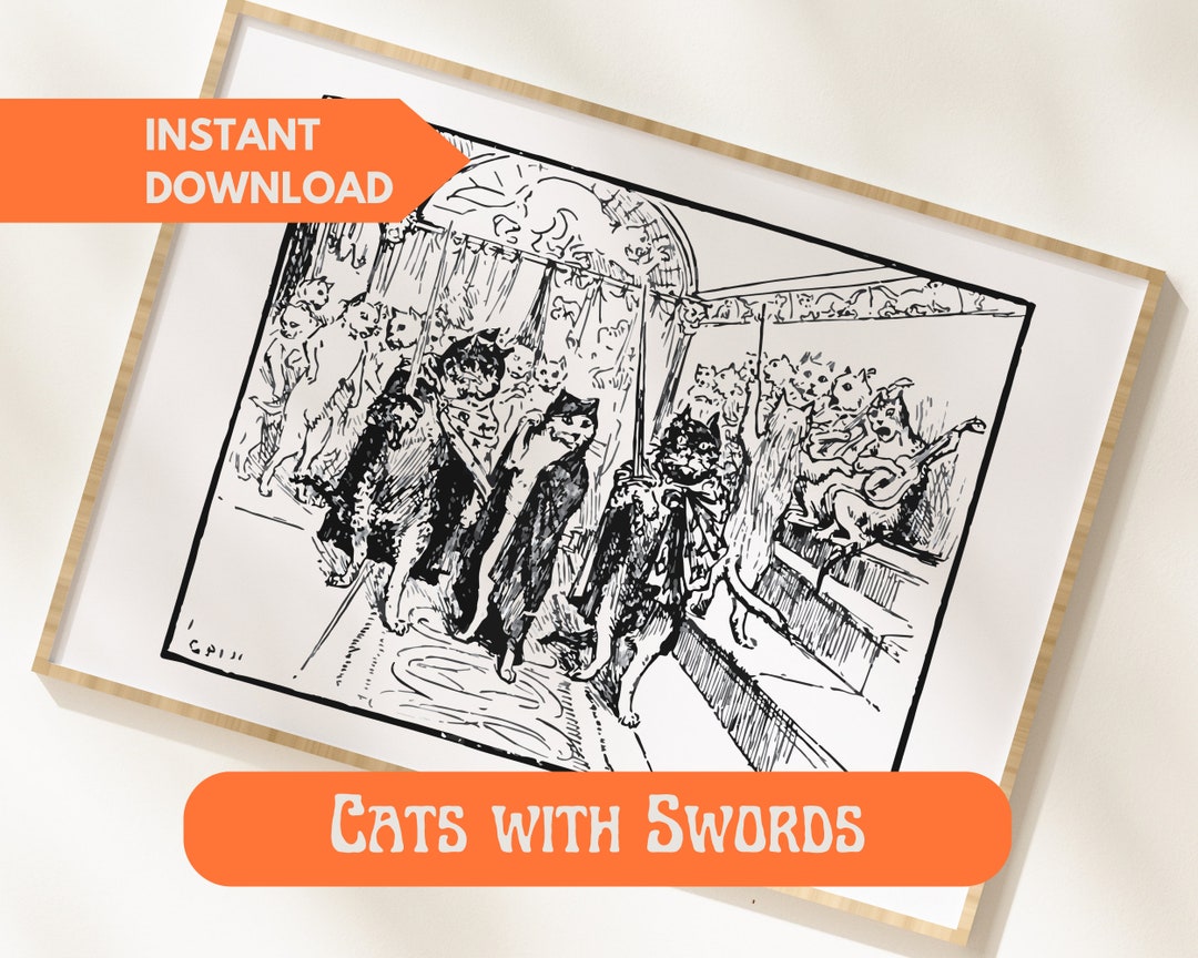 Quirky Wall Art Cat Wall Art Cat Lover Gift Cat Home Decor Cat Art ...