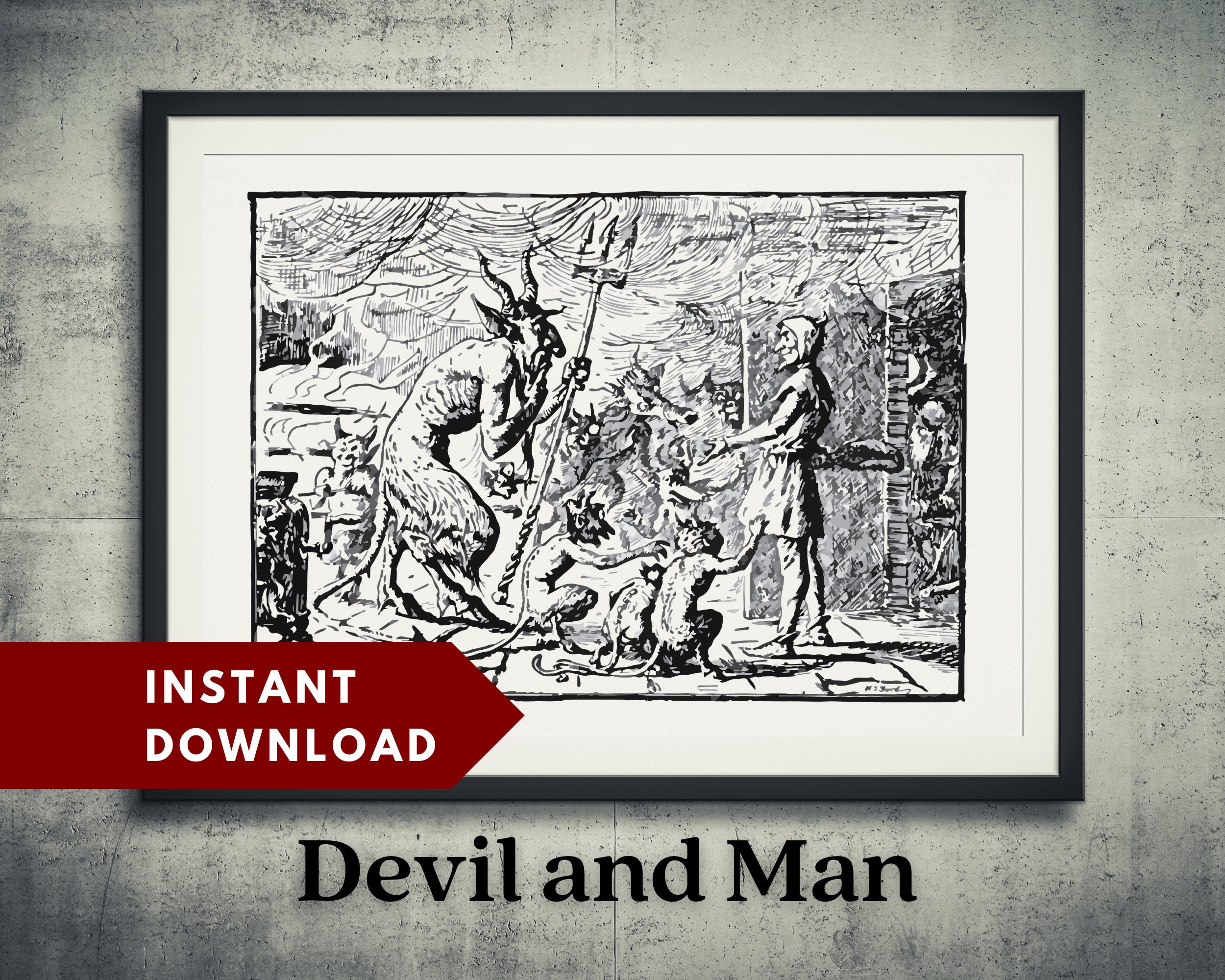 Gothic Decor Vintage Illustration Printable Wall Art Witchy Home Decor ...