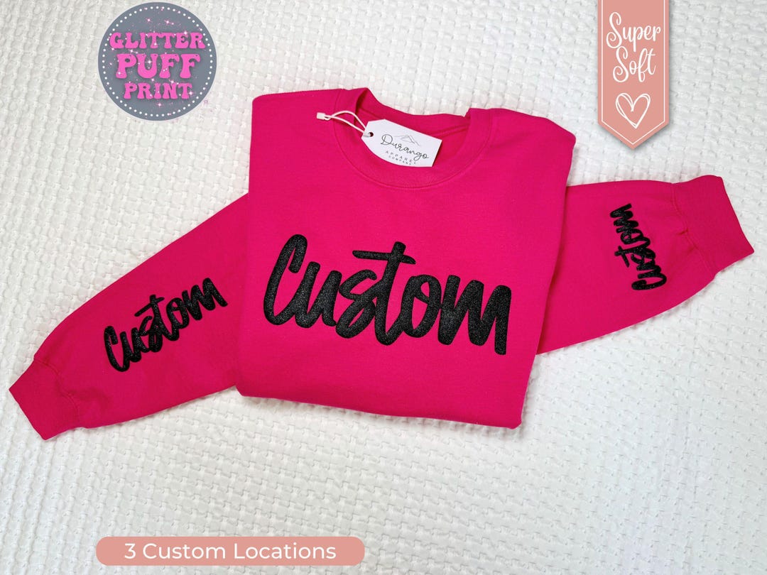 Custom Puff Team Name Sweatshirt, Custom Glitter Mascot Shirt for Team ...