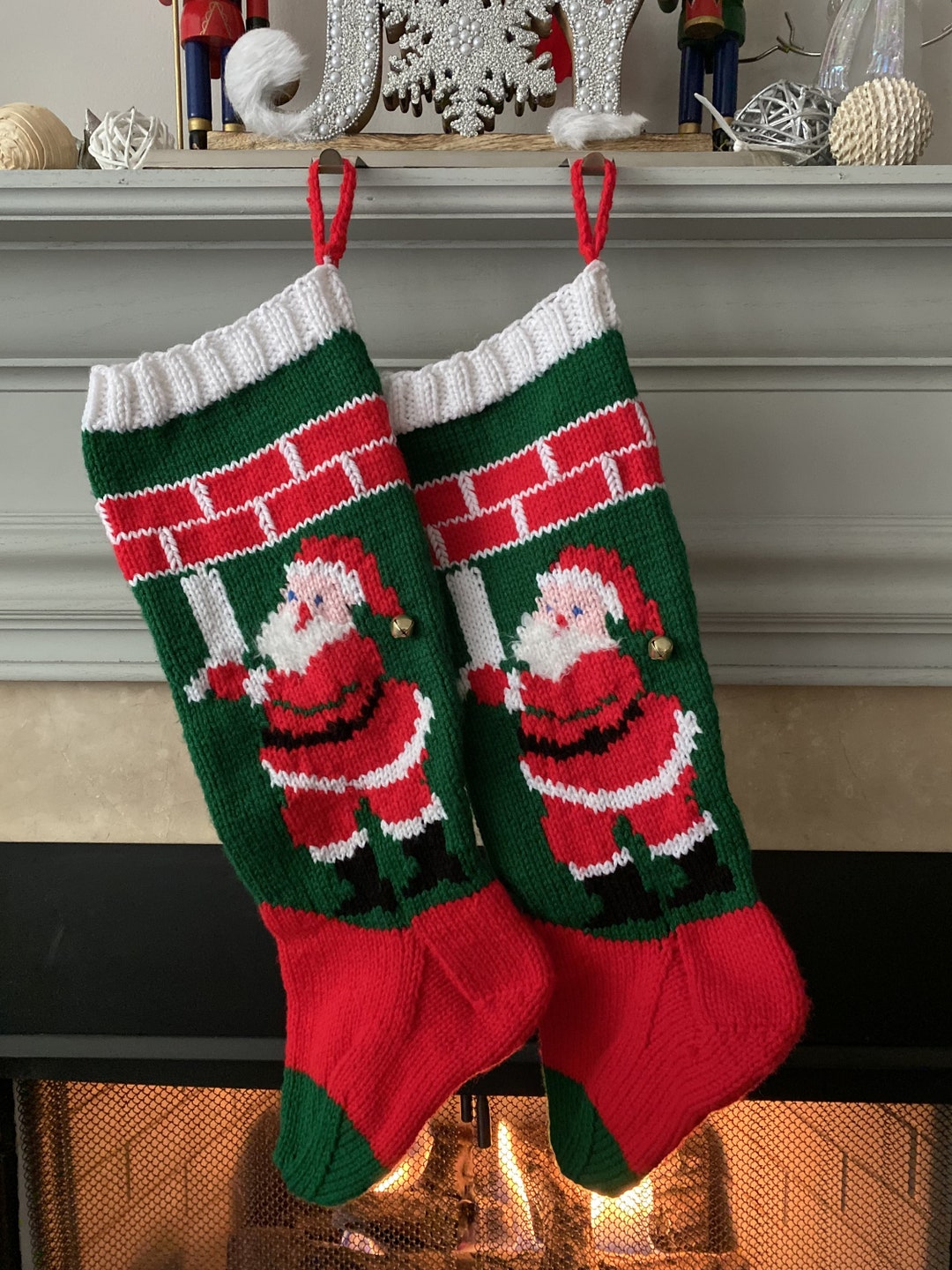 Hand Knit, Christmas Santa Stocking - Etsy