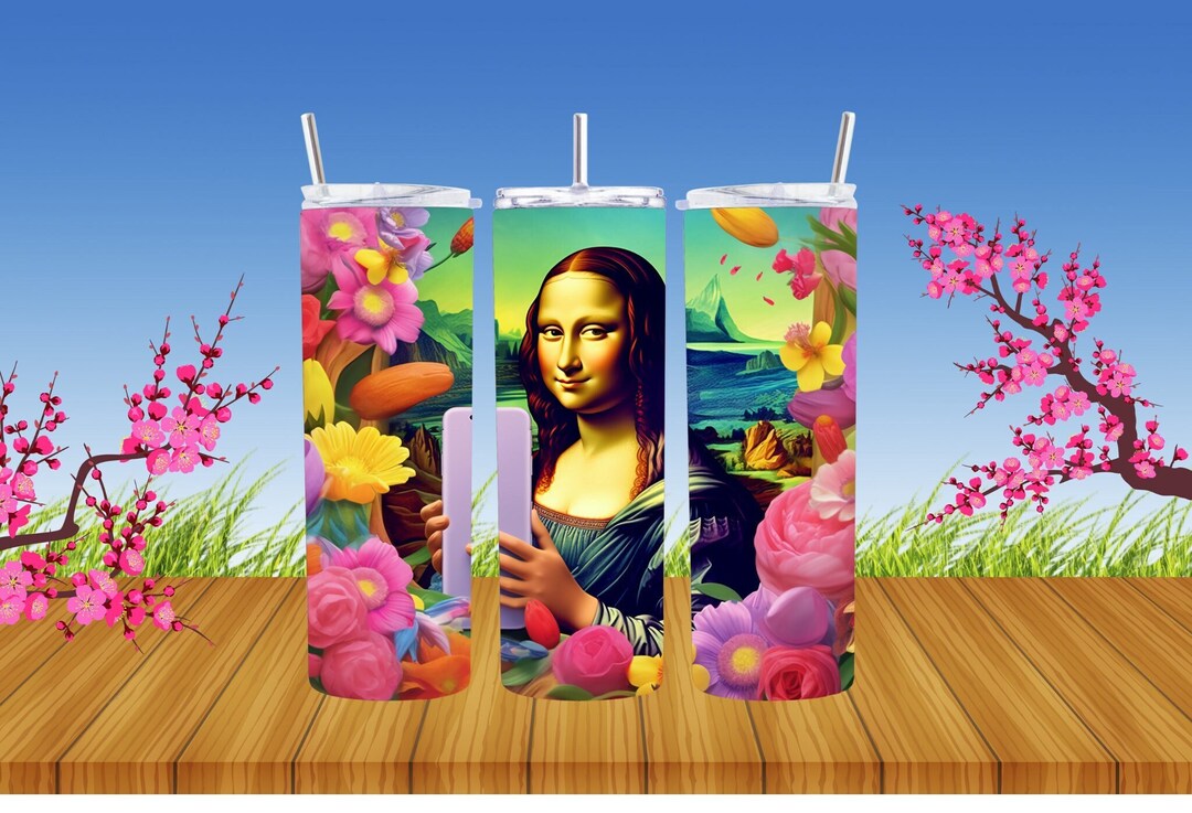 3D Funny Mona Lisa Tumbler Wrap 20oz Skinny Sublimation Digital Downloads, 3D Flower Desingn PNG ...