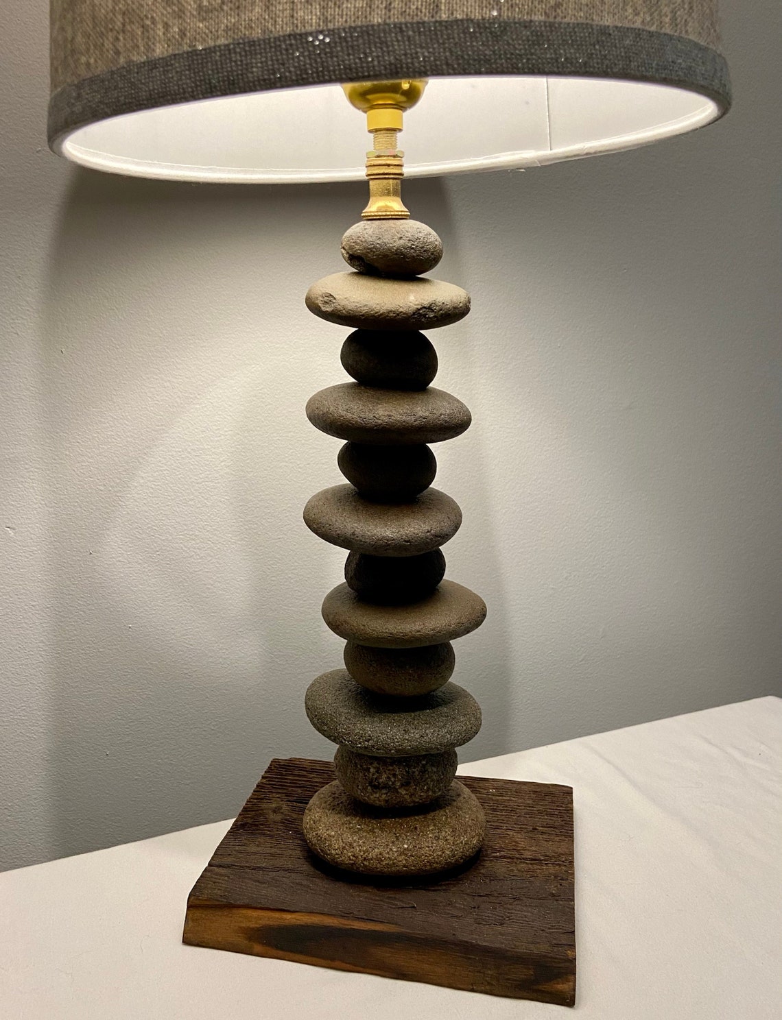 River Stone Lamp, - Etsy