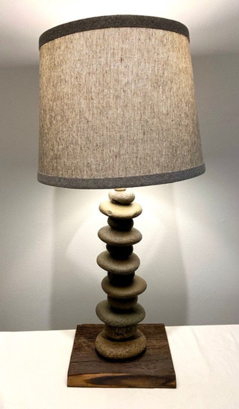 River Stone Lamp, - Etsy