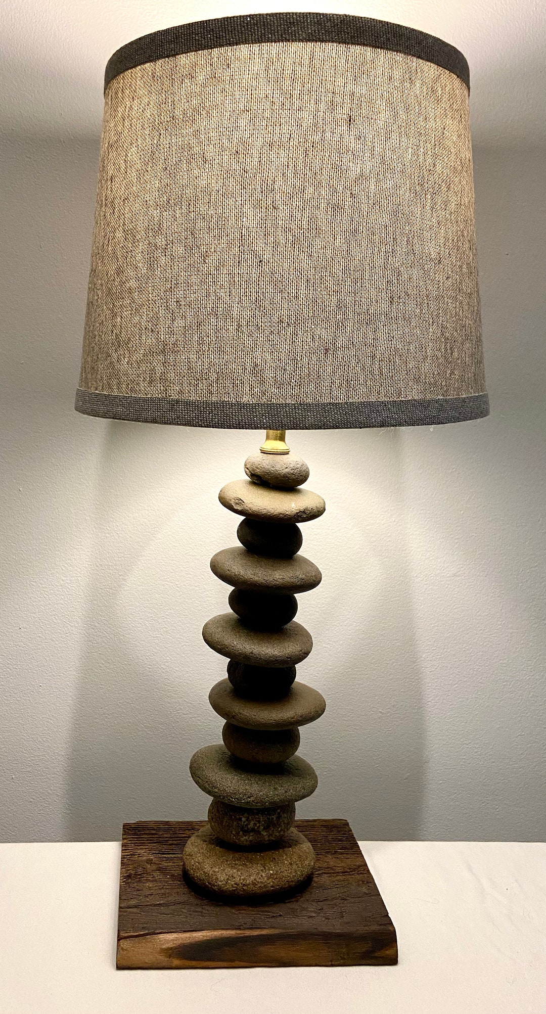 River Stone Lamp, - Etsy