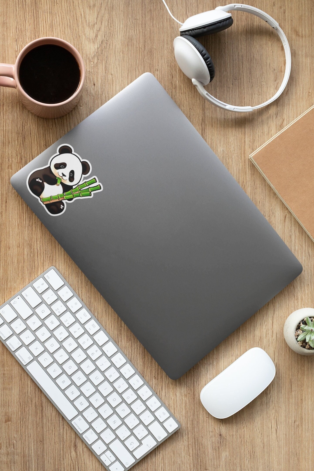 Cute Panda Eating Bamboo Sticker | Waterproof | Vinyl | Dishwasher Safe ...