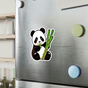 Cute Panda Eating Bamboo Sticker | Waterproof | Vinyl | Dishwasher Safe ...