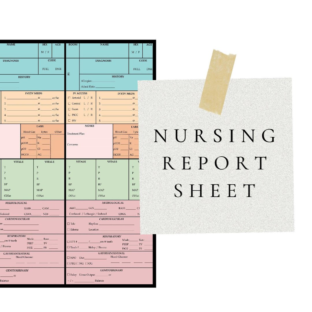 Nursing Report Sheet, Two Patients, Pdf Download, Icu, Hau, Pcu ...