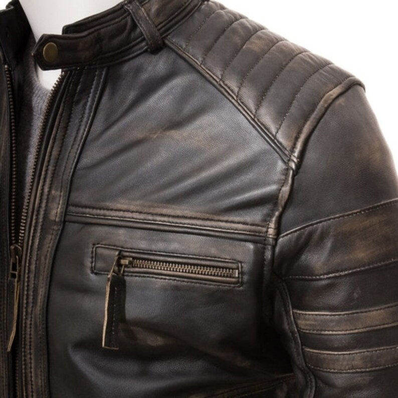 Men's Vintage Distressed Leather Biker Jacket Biker Jacket for Men - Etsy