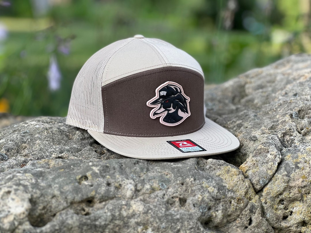 PVC Patch 7 Panel Hats - HDW Wood Duck Design - Tan and Brown Color ...