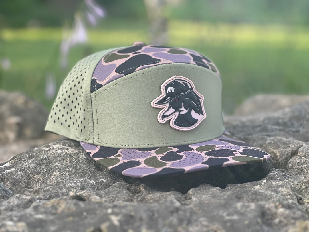 Waterproof 7 Panel Hats - Old School Duck Camo - HDW Wood Duck Logo ...