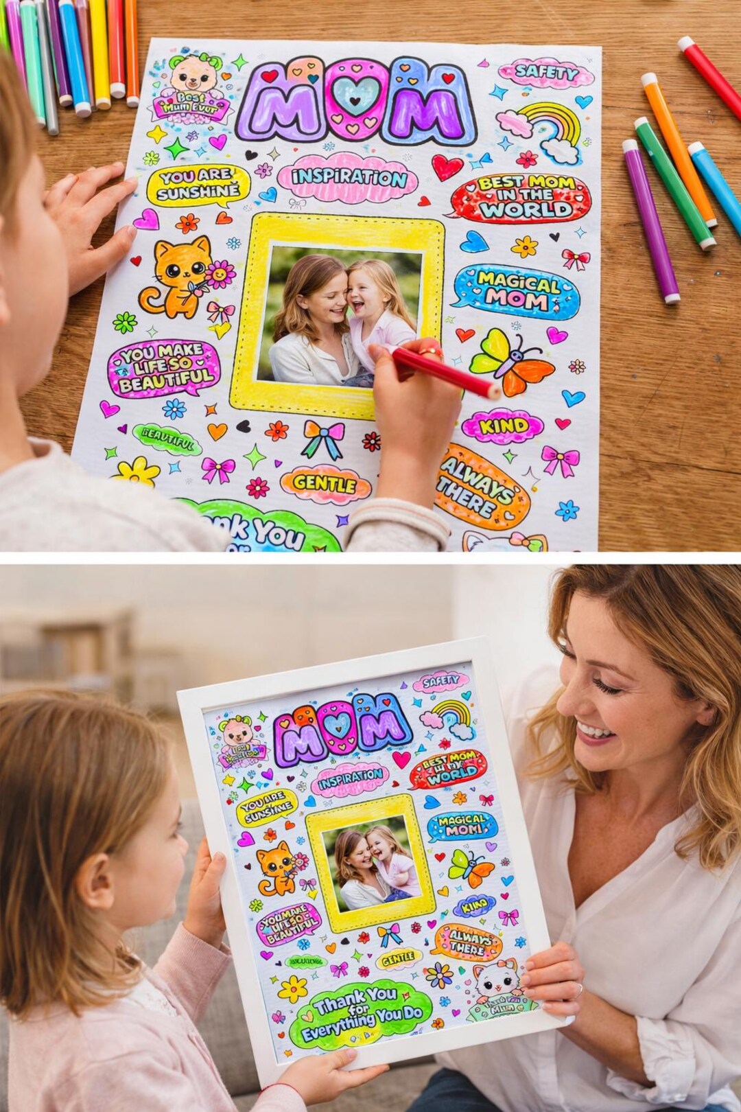 Mother’s Day Coloring Activity Frameable Gift Keepsake From Child A4 ...