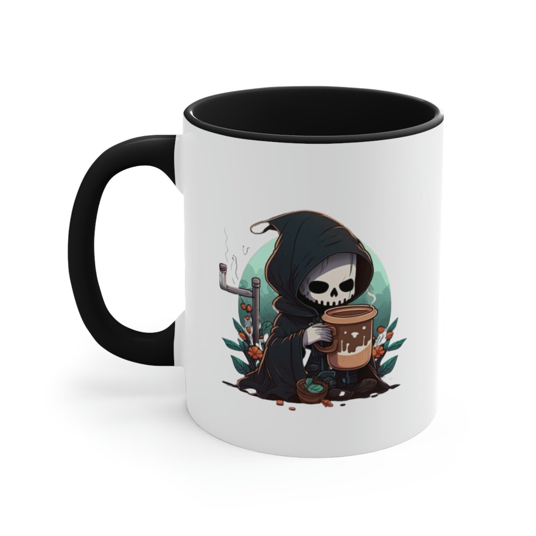 Grim Reaper Drinking Coffee Accent Coffee Mug, 11oz - Etsy