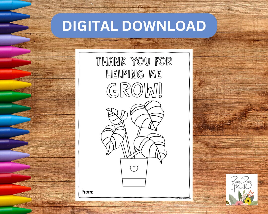 Teacher "grow" Color Page, Teacher Thank You Coloring, Thank You ...