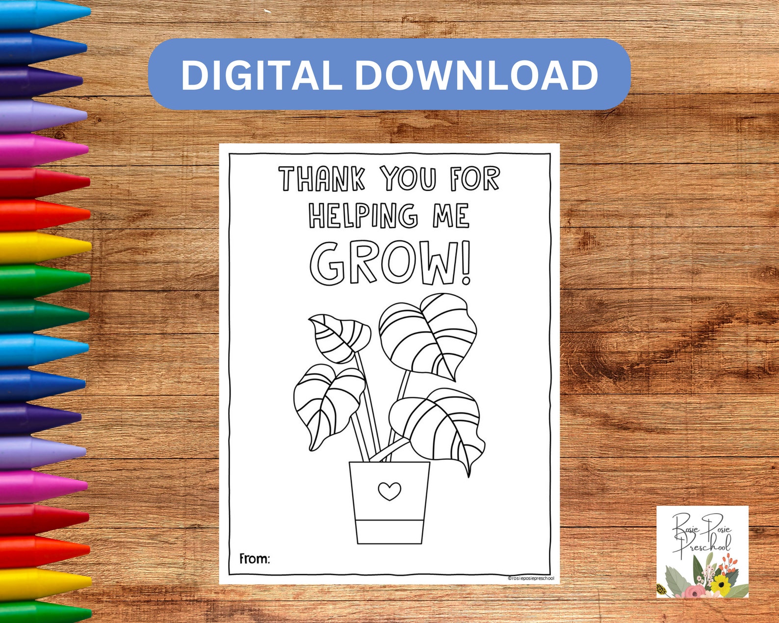 Teacher "grow" Color Page, Teacher Thank You Coloring, Thank You ...