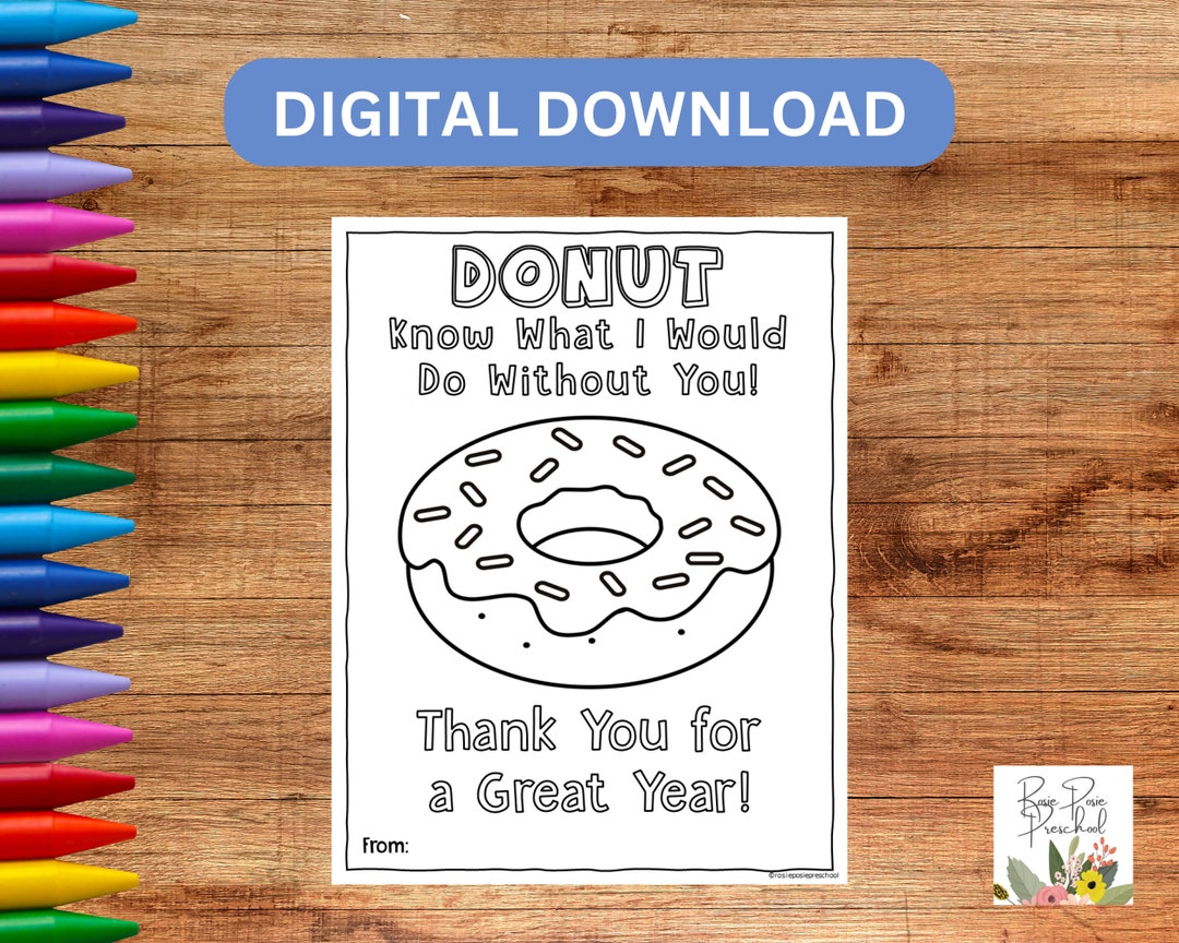 Teacher "donut" Coloring Page, Teacher Thank You, Teacher Appreciation ...