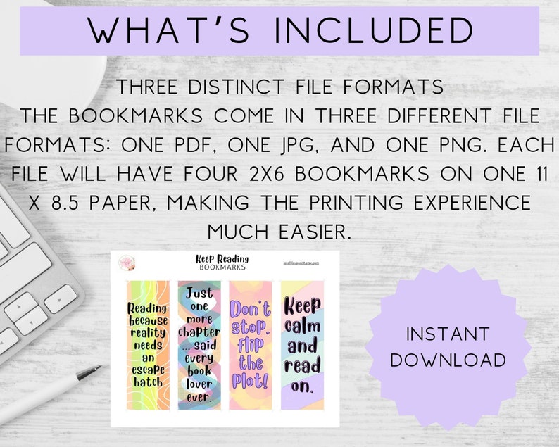 Set of 4 Printable 2x6 Bookmarks With Cute Catchy Phrases | Instant ...