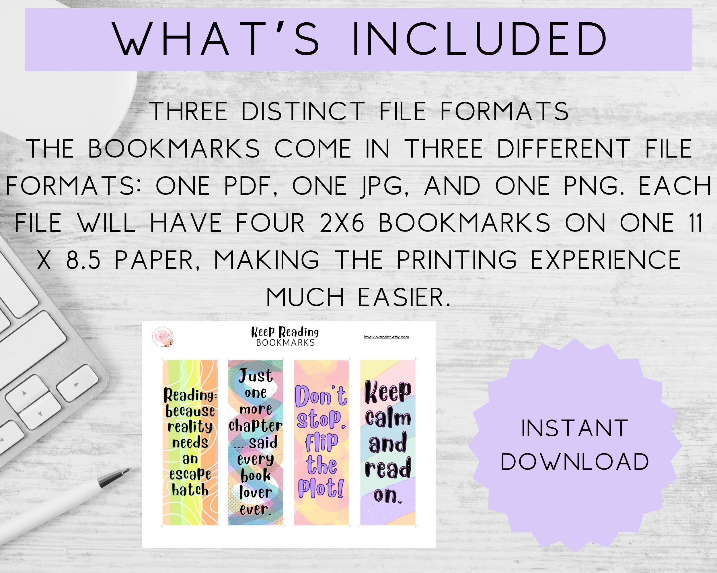 Set of 4 Printable 2x6 Bookmarks With Cute Catchy Phrases | Instant ...