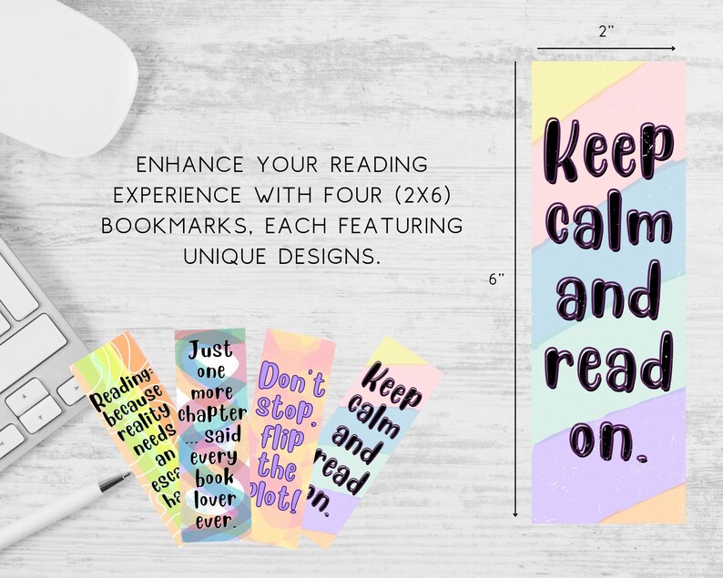 Set of 4 Printable 2x6 Bookmarks With Cute Catchy Phrases | Instant ...