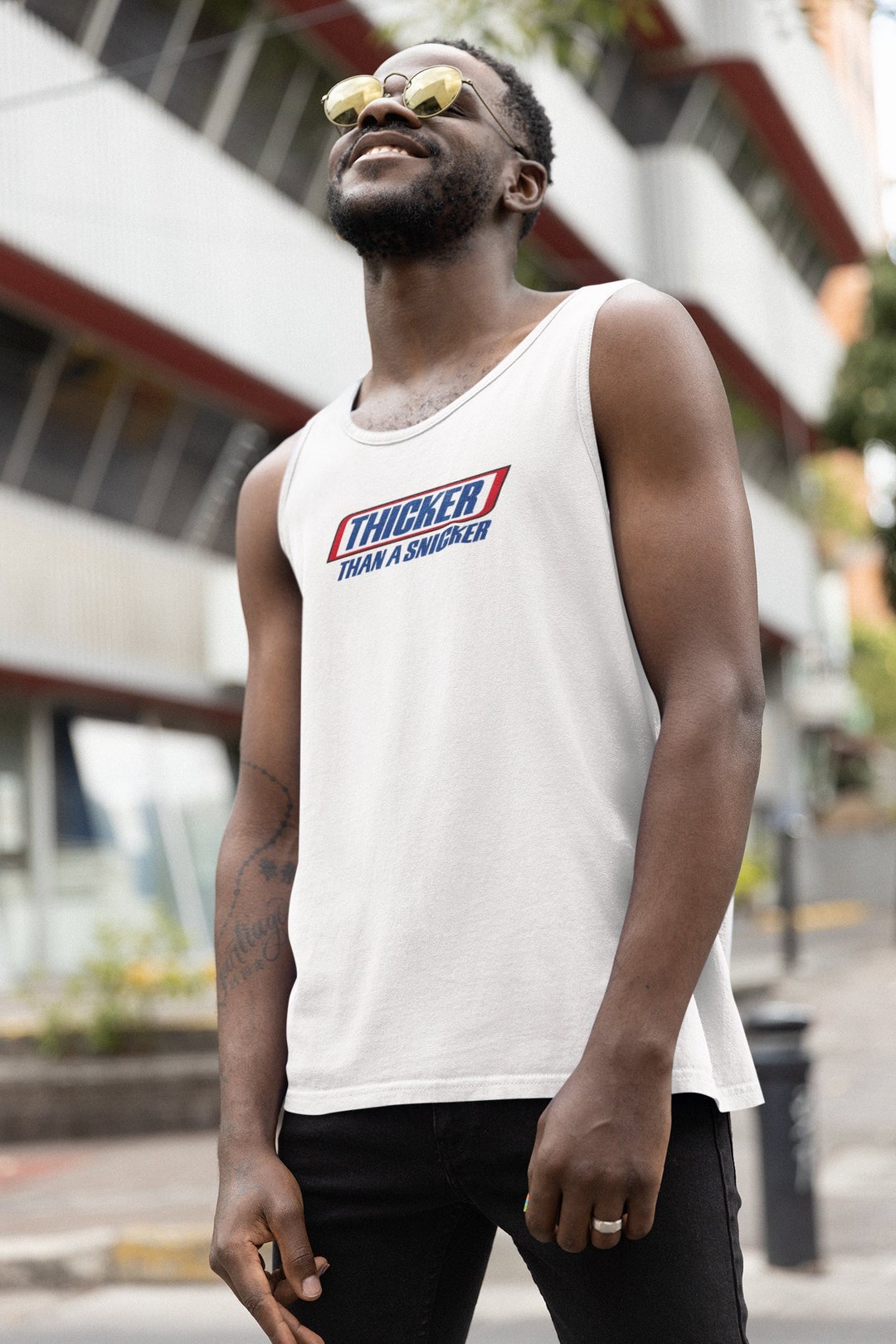 Thicker Than a Snicker Thicc Funny Gym Meme Workout Graphic Tee Unisex ...