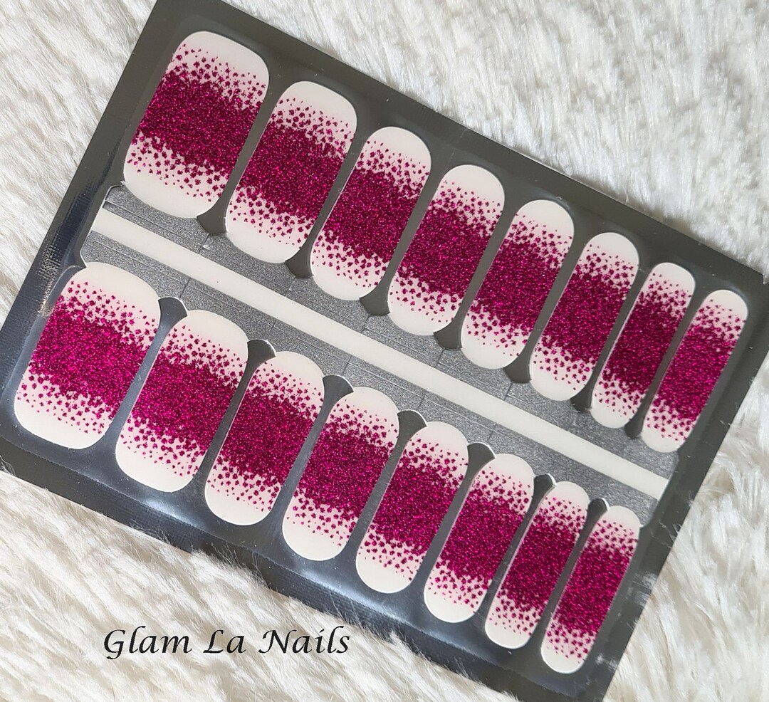 Fuchsia Glitter Nail Wraps, Nail Strips, Nail Stickers, Full Nail Wrap ...