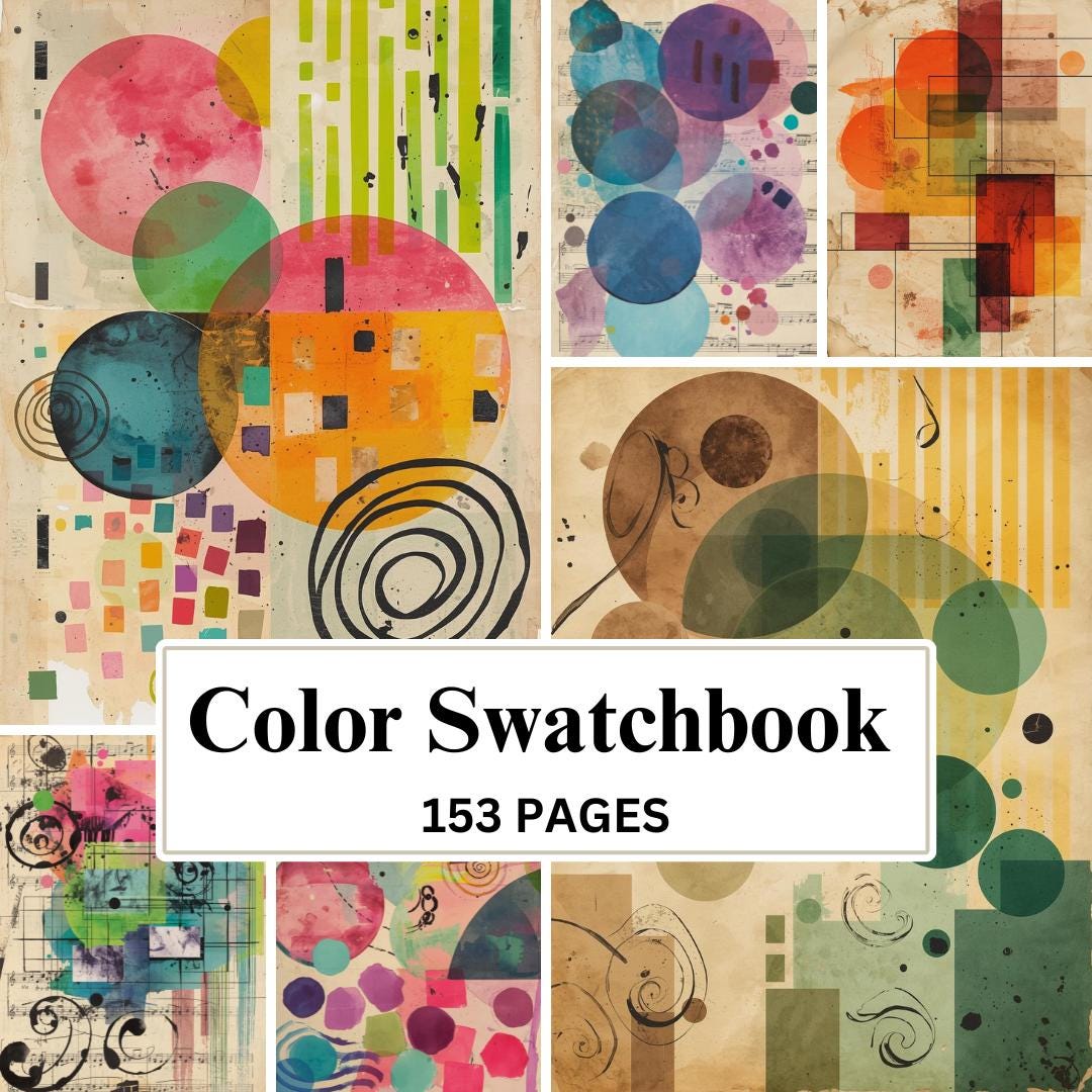 Vintage Watercolor Swatchbook Papers | Color Sample Collage Backgrounds ...