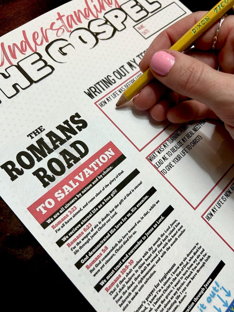 Romans Road Testimony Activity Sheet (PDF) - Etsy