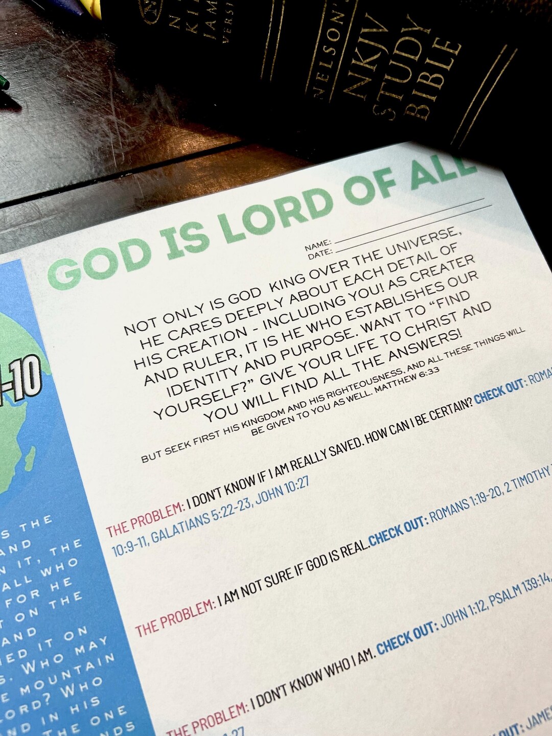 FOLLOWING GOD Activity Sheet Perfect for Youth! Integrated BOOKMARK ...