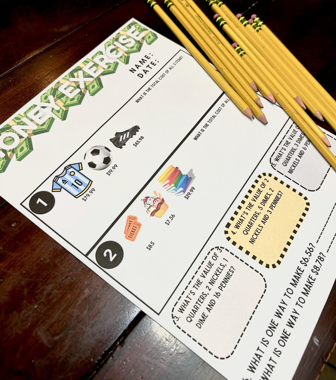 COLORFUL AND FUN Money Worksheet for Elementary Learners! - Etsy