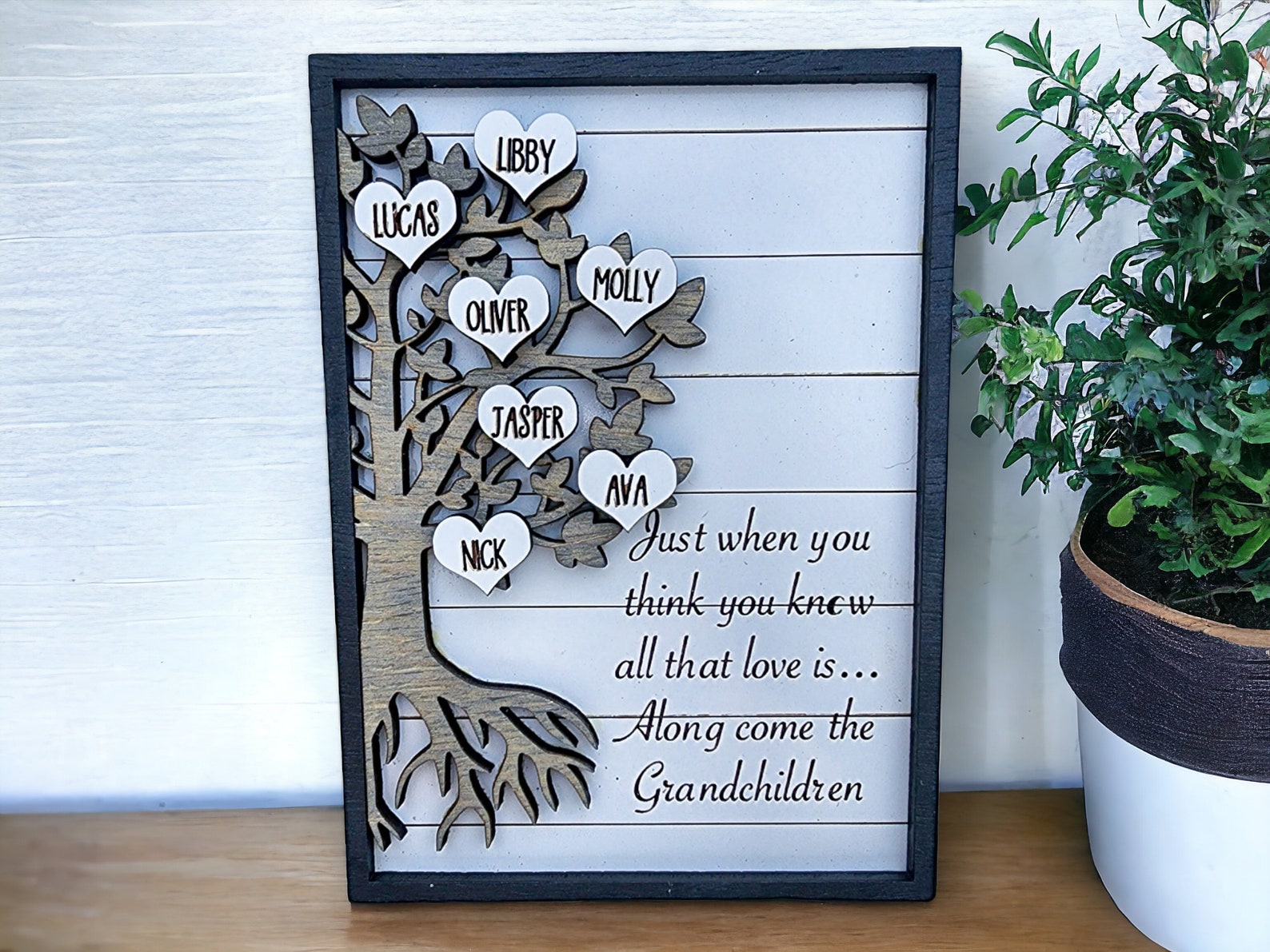 Personalized Family Tree Sign With Grandchildren Names – Custom Wall ...