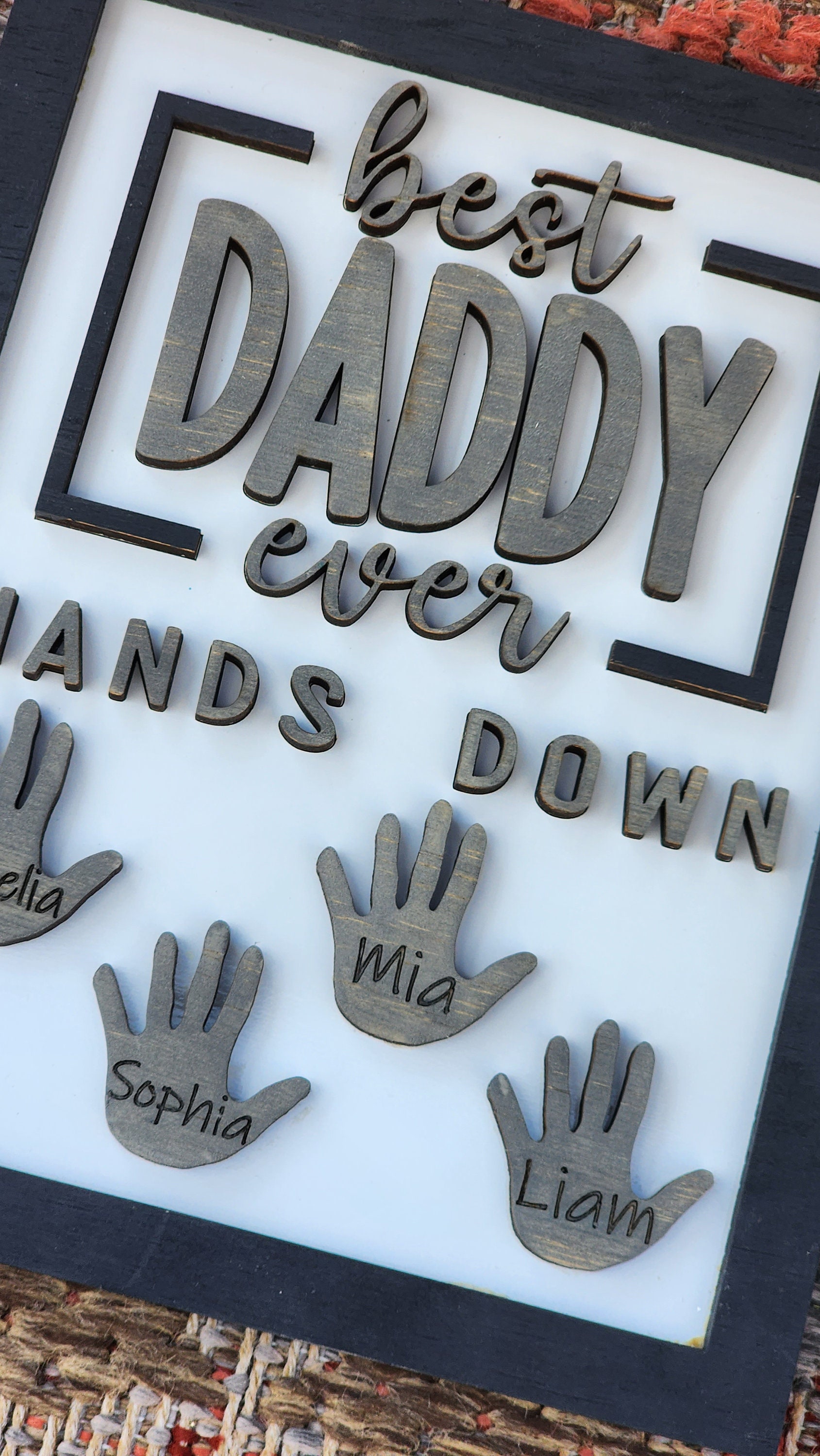 Personalized Sign - Best Daddy Ever, Hands Down - Engraved Gift ...