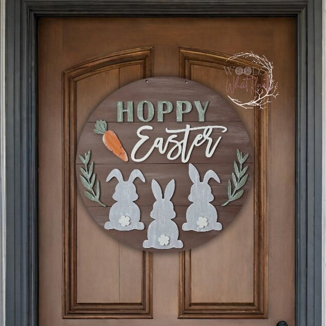 Easter Door Hanger | Easter Welcome Sign | Hoppy Easter | Easter Front ...